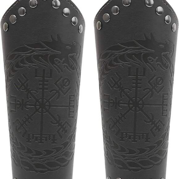 Other | Leather Bracer Medieval Vambrace Wrist Armor Arm Cuff Viking ...